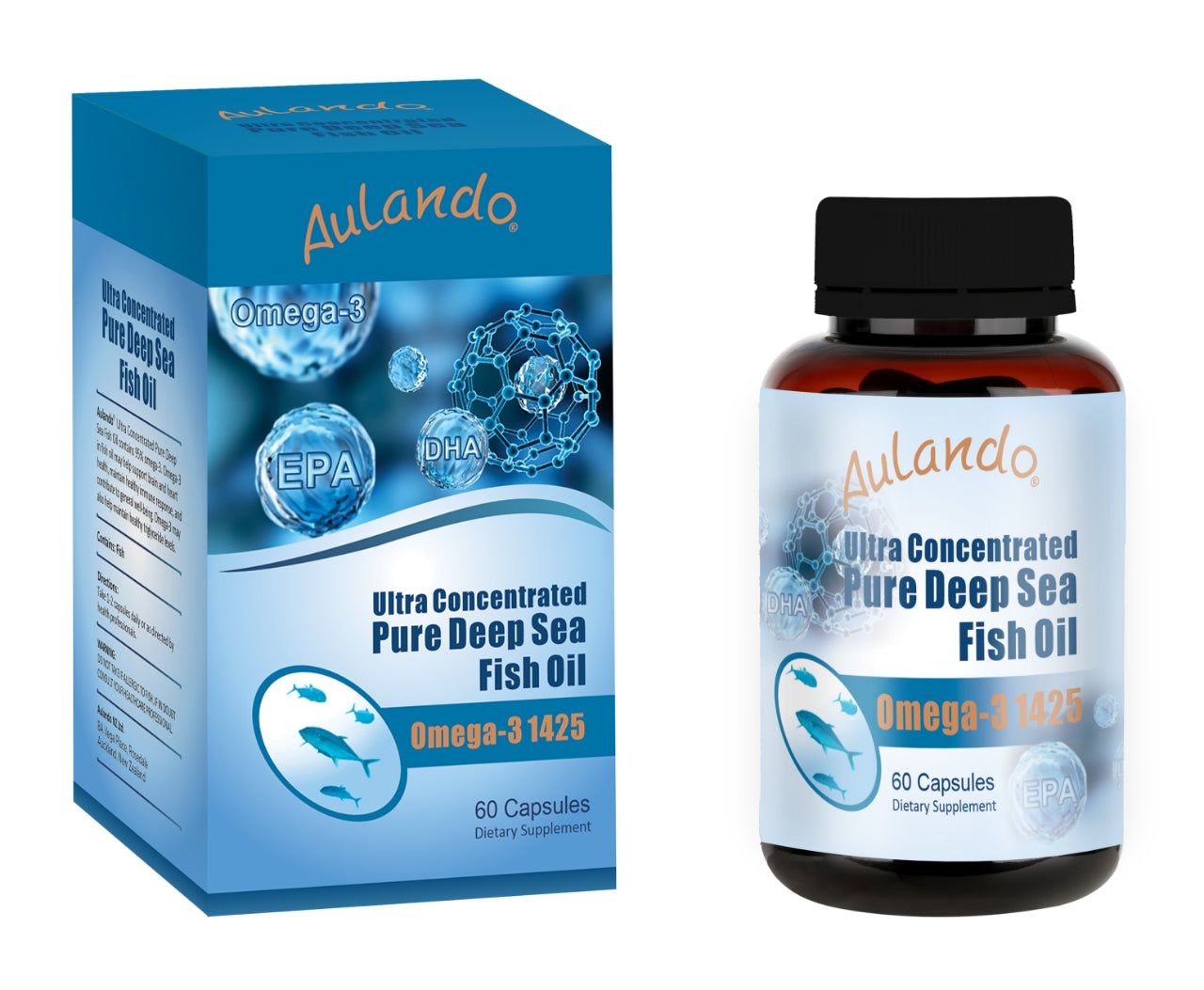 Aulando® Ultra Concentrated 95% 1425 Omega-3 Pure Deep Sea Fish Oil 60 ...