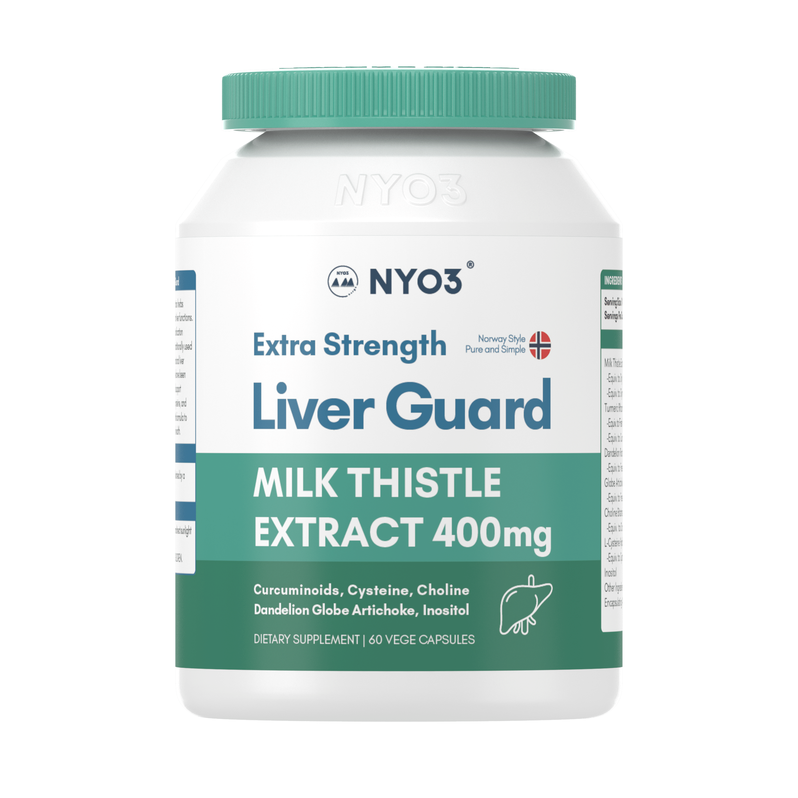 NYO3 Extra Strength Liver Guard Milk Thistle Extract 649mg 60 Veg Caps ...